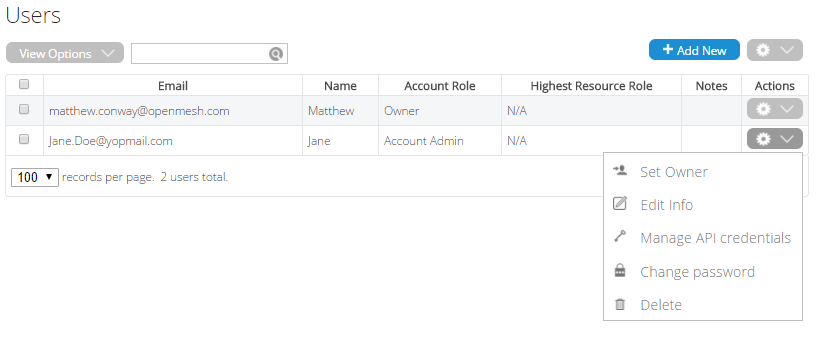 Legacy Open Mesh: Transferring User Management Account Ownership