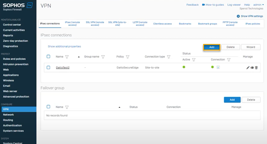 Setting up the Corporate Tunnel for use with Sophos firewalls