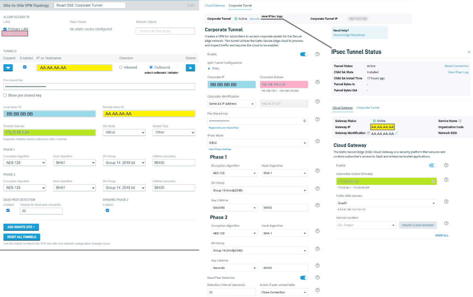 Configuring the Corporate Tunnel